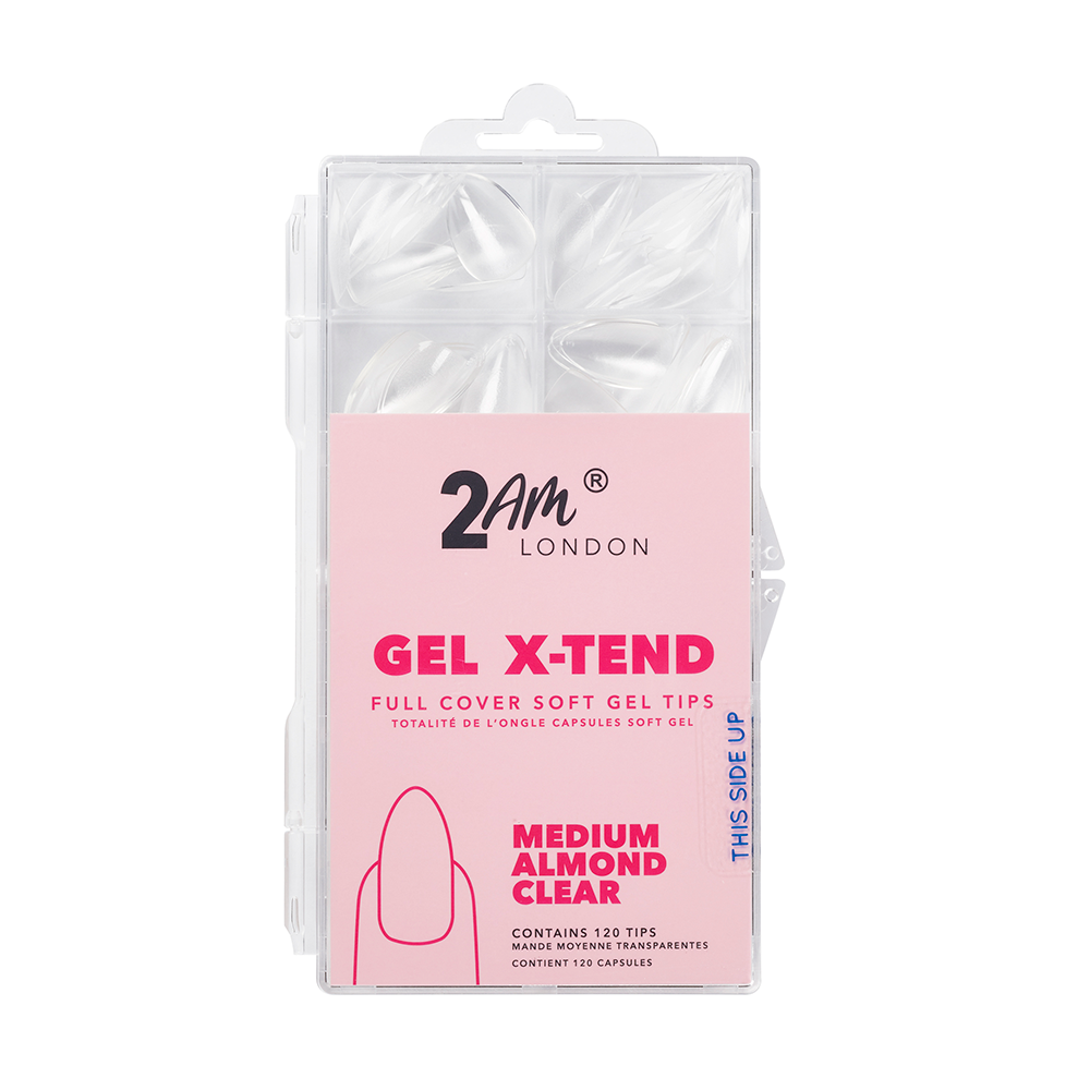 Gel X-Tend Soft Gel Tips, Medium Almond Clear - 2AM London – 2AM LONDON